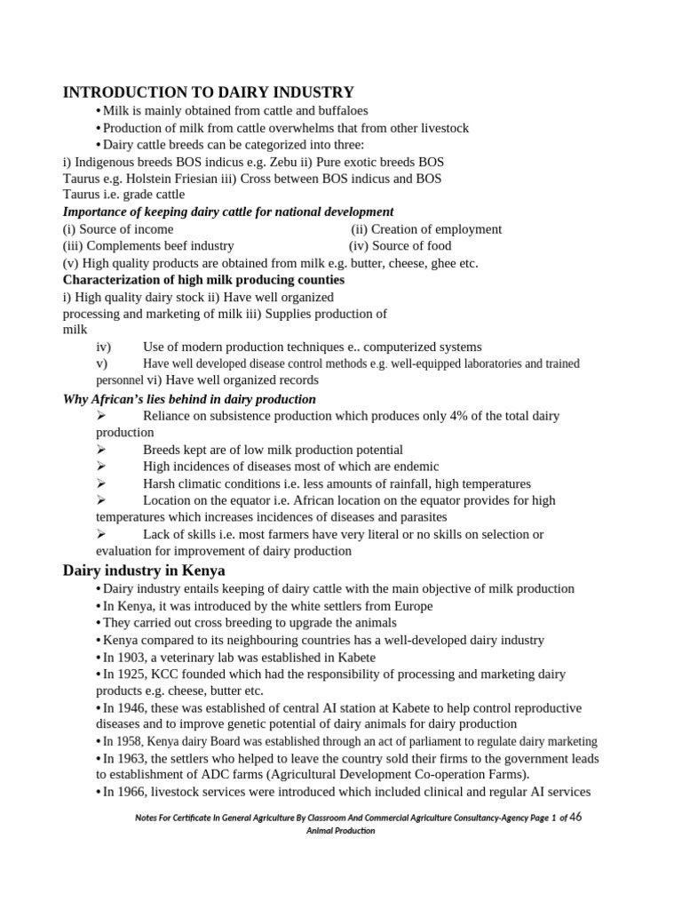 Dairy, Beef, Goat and Sheep Notes | PDF | Dairy Cattle | Milk
