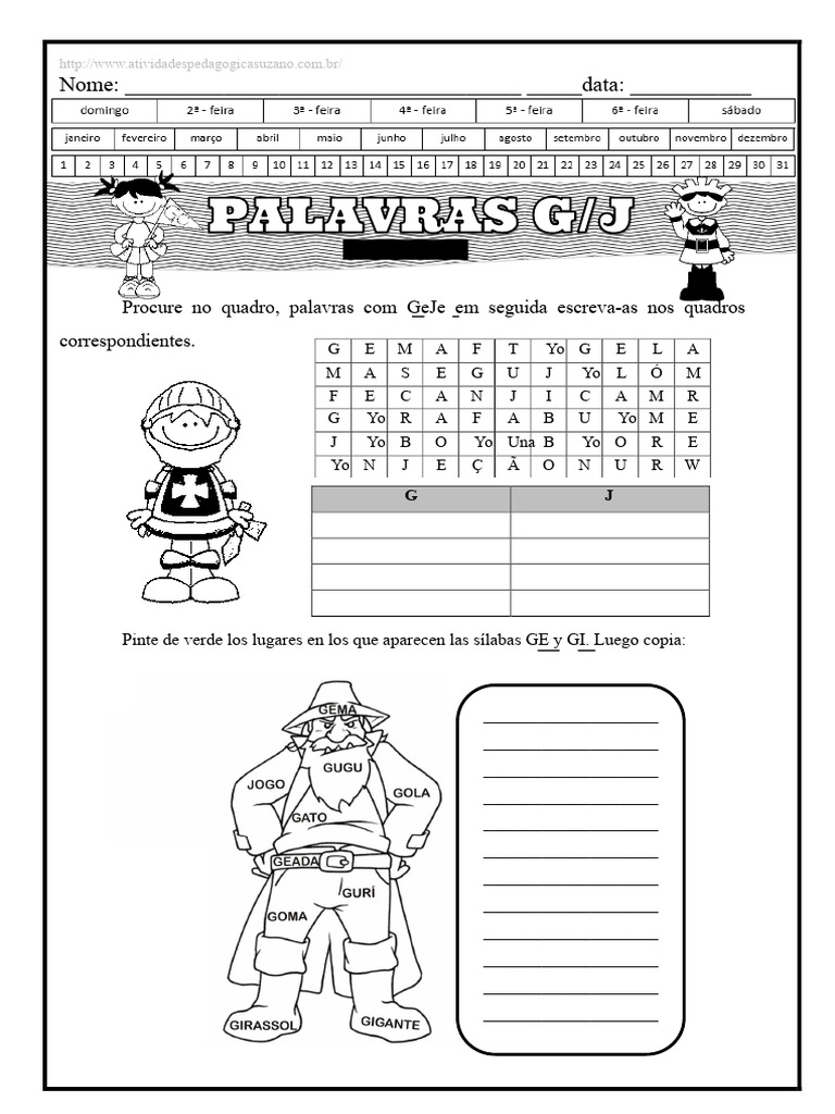 Palabras Con G J Actividades Suzano | PDF