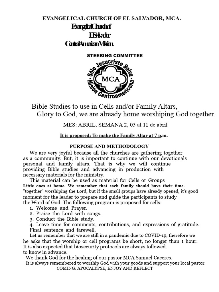 Bible Studies For Cell Groups or Family Altars, Week 2 April | PDF ...