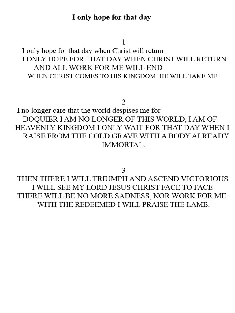 I Only Hope For That Day | PDF