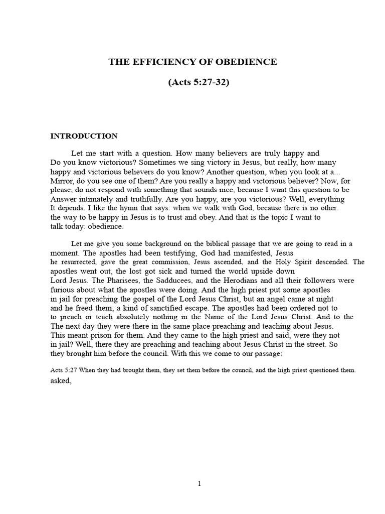 The Power of Obedience in Faith | PDF | Jesus | Acts Of The Apostles