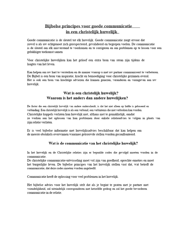 Bijbelse Principes Voor Goede Communicatie | PDF