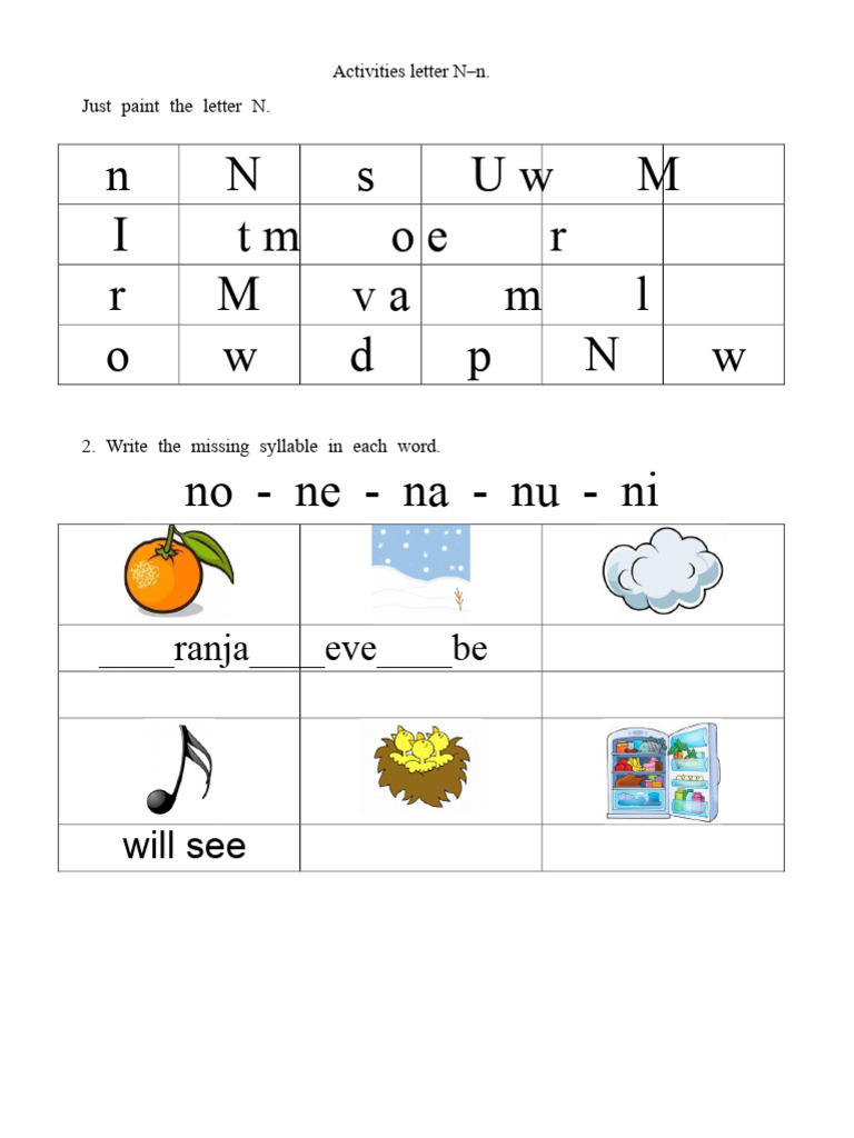 Activities Letter N and R | PDF | Phonetics | Linguistics