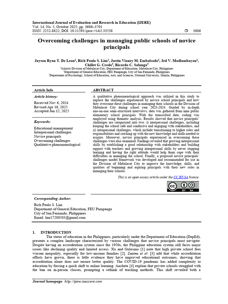 Challenges Faced by Novice School Principals | PDF | Leadership ...