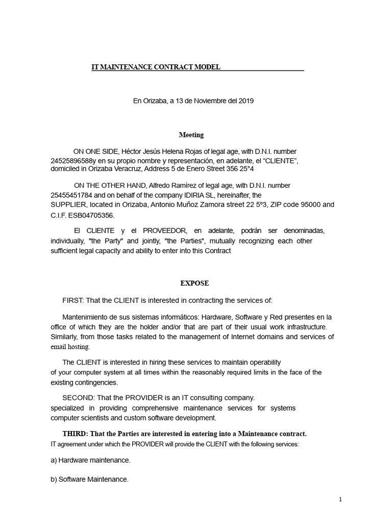 IT Maintenance Contract Template | PDF | Arbitration | Software