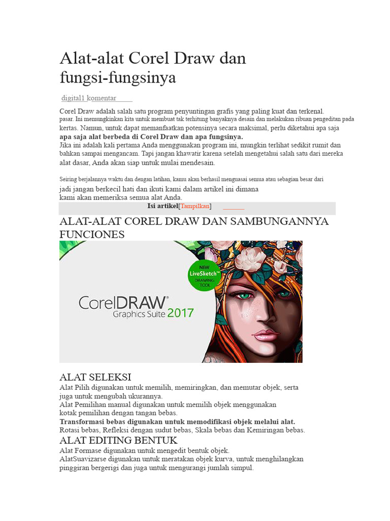 Alat Corel Draw Dan Fungsinya | PDF
