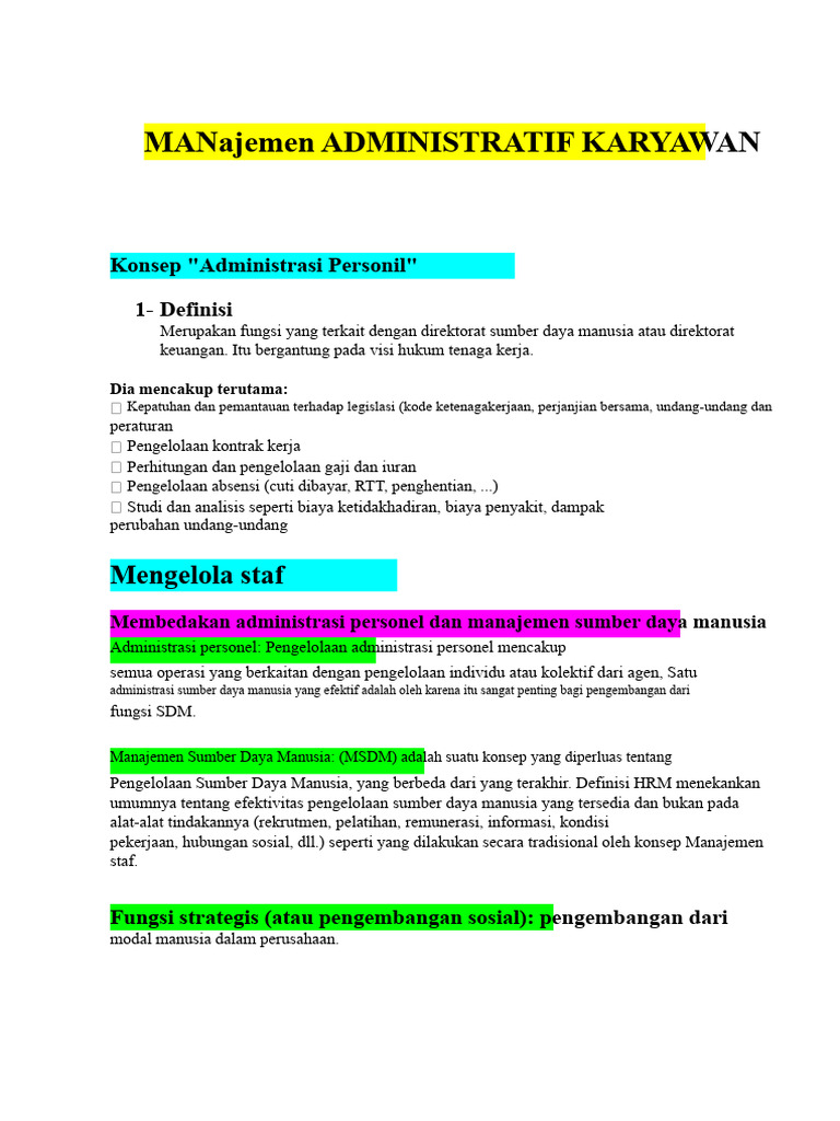 Manajemen Administratif Karyawan di HRM | PDF