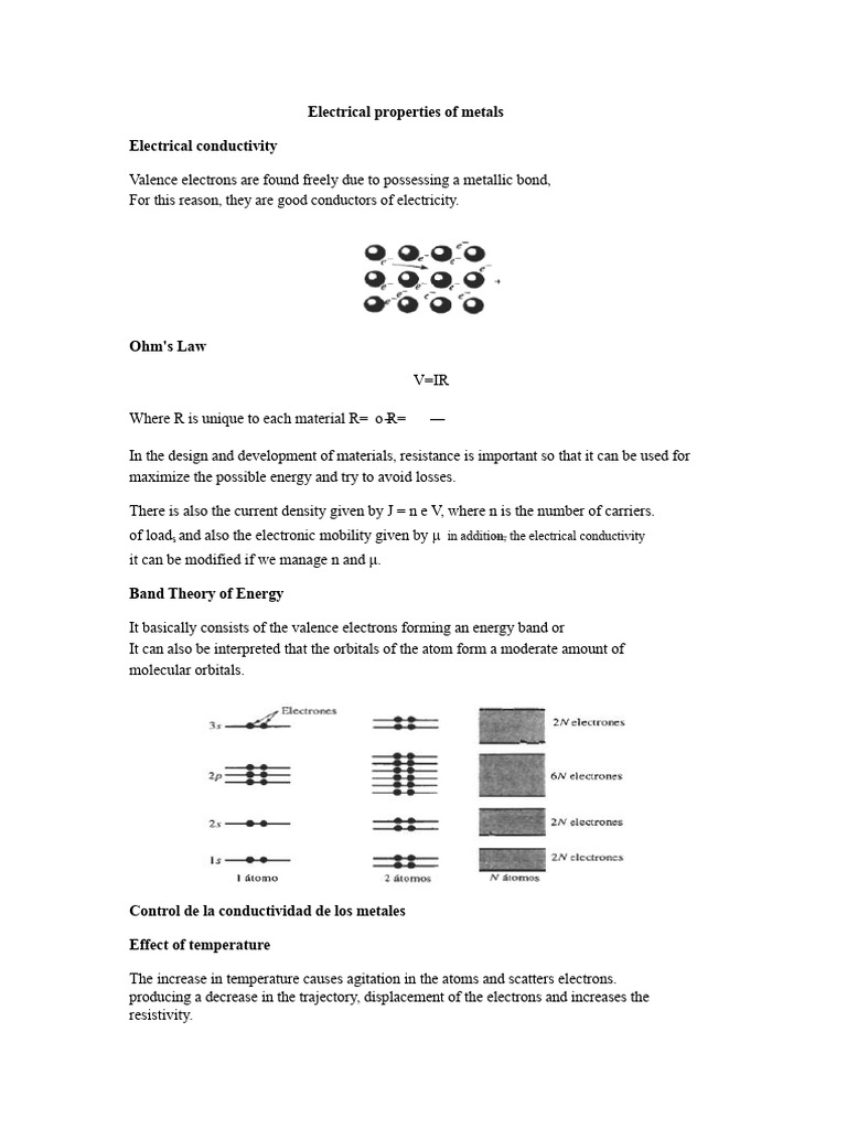 Electrical Properties of Metals | PDF | Electrical Resistivity And Conductivity | Semiconductors