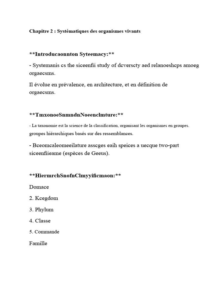 Systématique et Classification des Organismes | PDF | Taxonomie ...