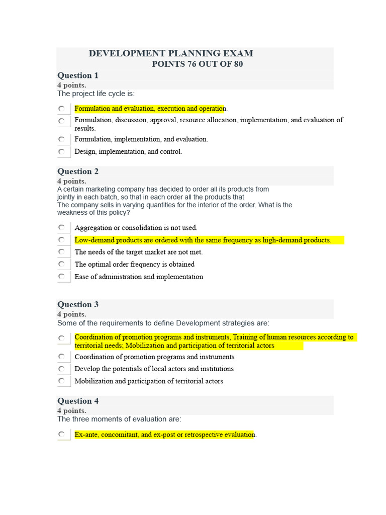 Development Planning Exam Insights | PDF | Evaluation | Budget