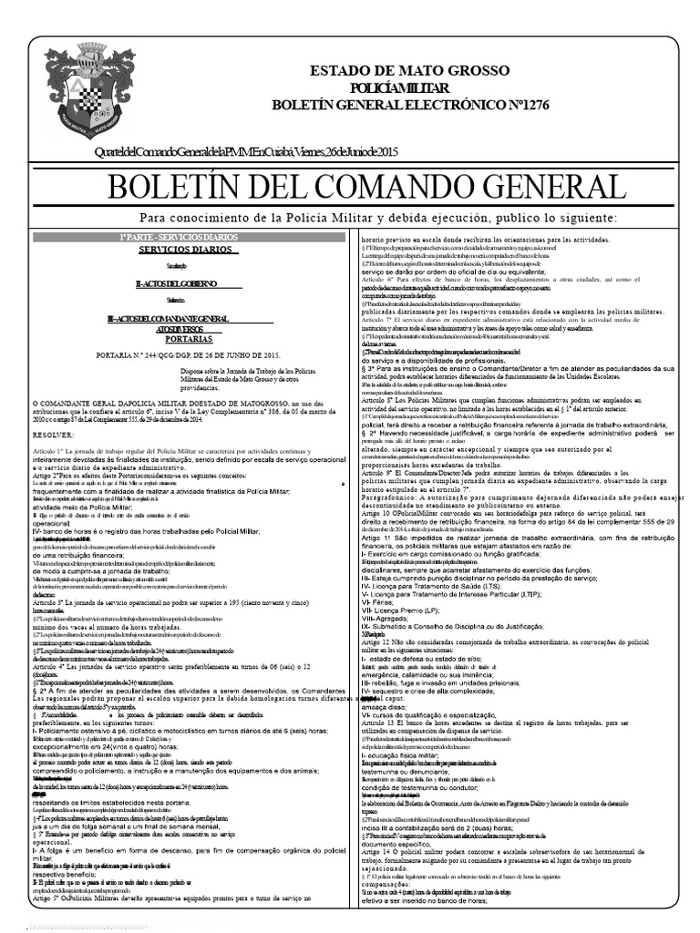 Portaría 244-2015 Carga Horaria | PDF | Tiempo de trabajo | Gobierno