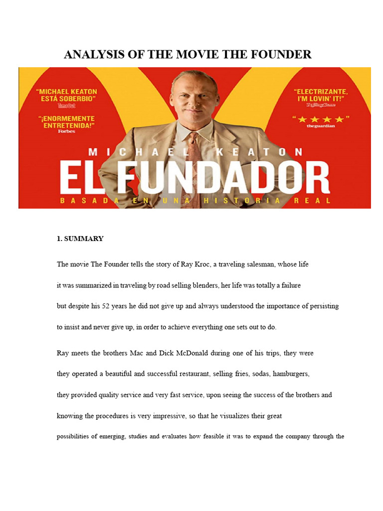 ANALYSIS OF THE MOVIE THE FOUNDER | PDF | Mc Donald's