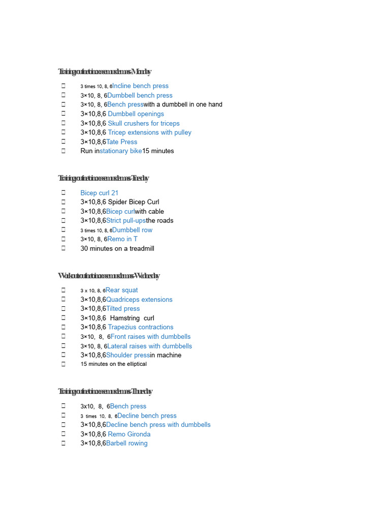 Muscle Mass Training Routine Guide | PDF