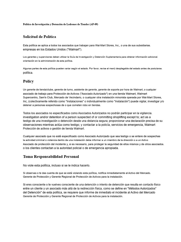 Walmart AP-09 (2012) (Subido Por Sh0plyft3r) | PDF | Walmart | Policía