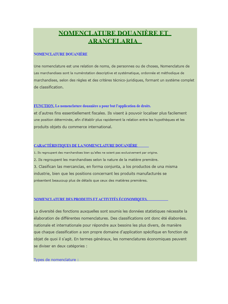 Nomenclature Douanière Et Tarificatrice | PDF | Accord général sur les ...