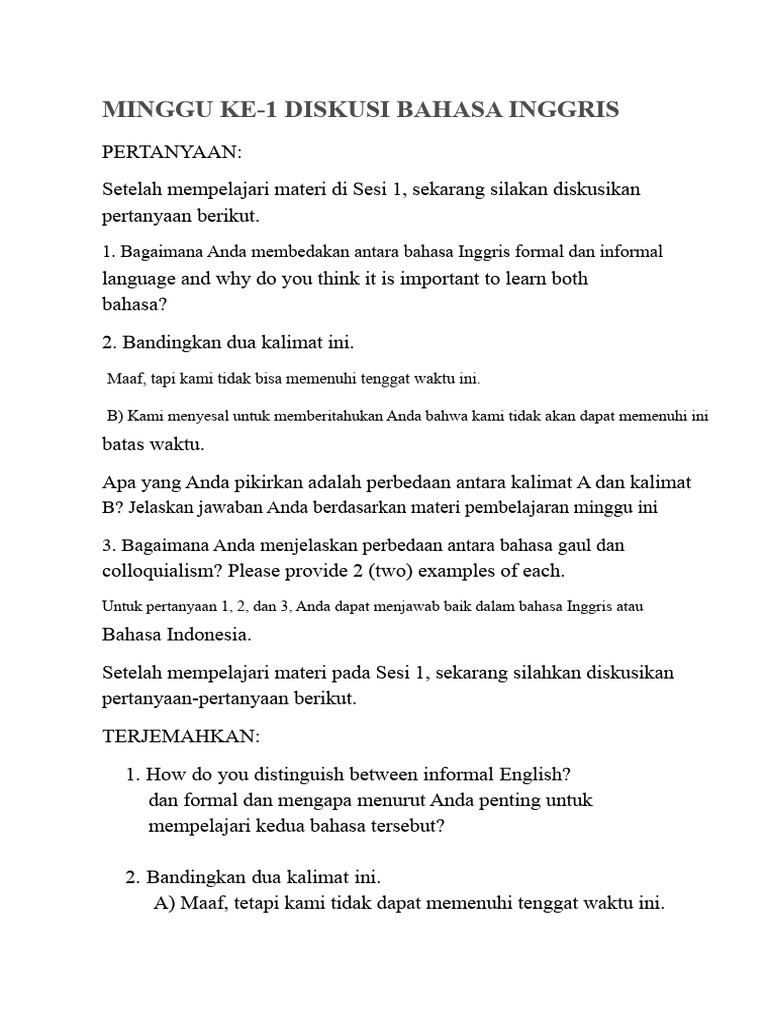 Perbedaan Bahasa Inggris Formal dan Informal | PDF