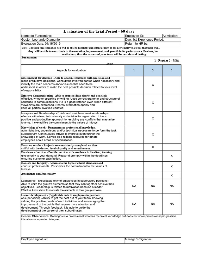 Evaluation Model For Trial Period-2 | PDF | Leadership | Communication