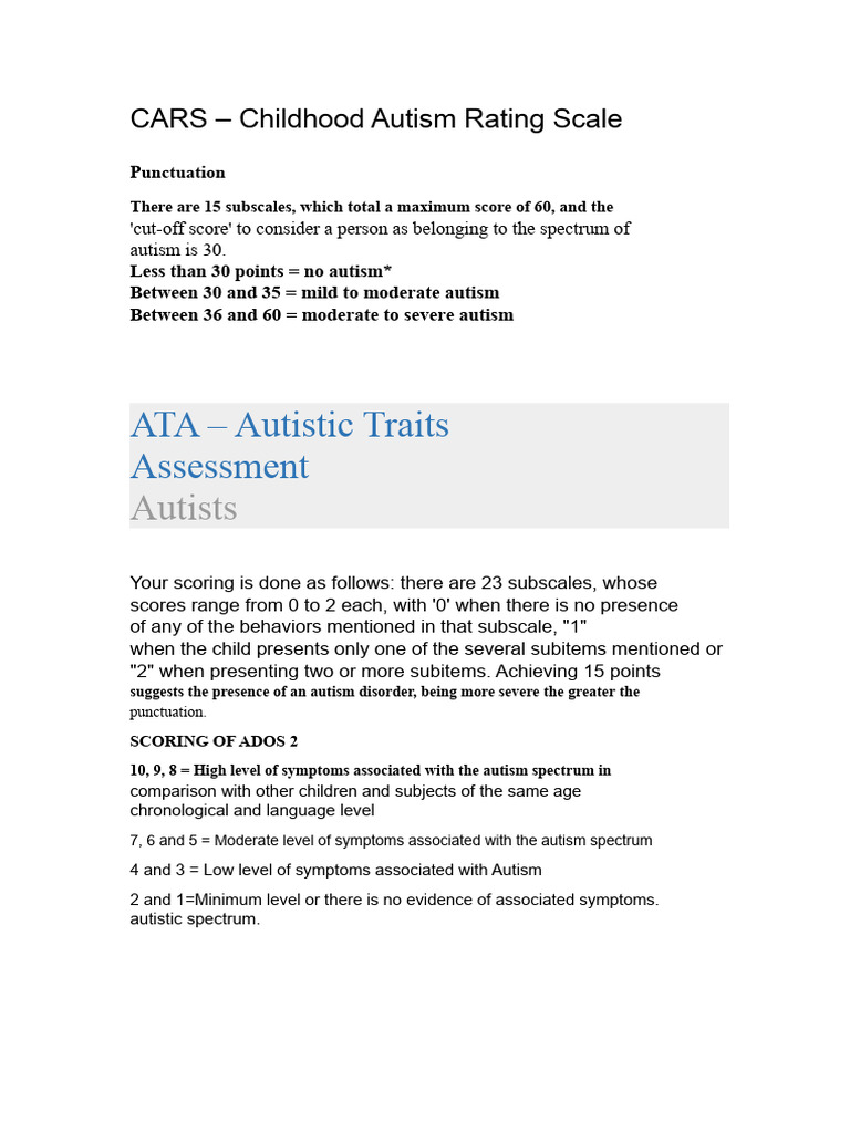 Autism Scale Scoring | PDF