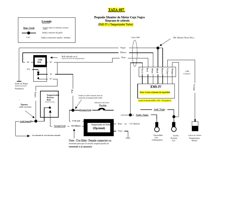 Diagrama de Cableado TATA 407 EMS IV | PDF