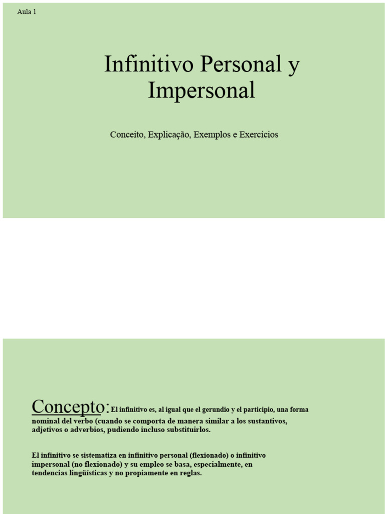 Infinitivo Personal y No Personal | PDF | Numero Gramatical | Verbo