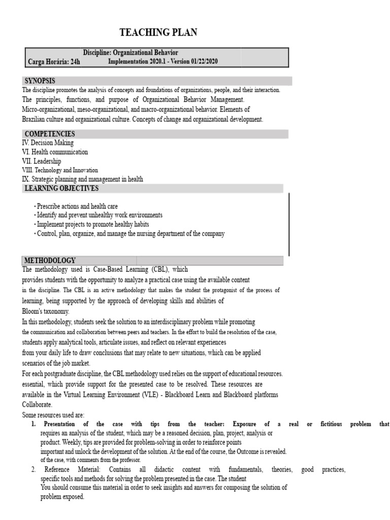 PE Organizational Behavior | PDF | Methodology | Learning