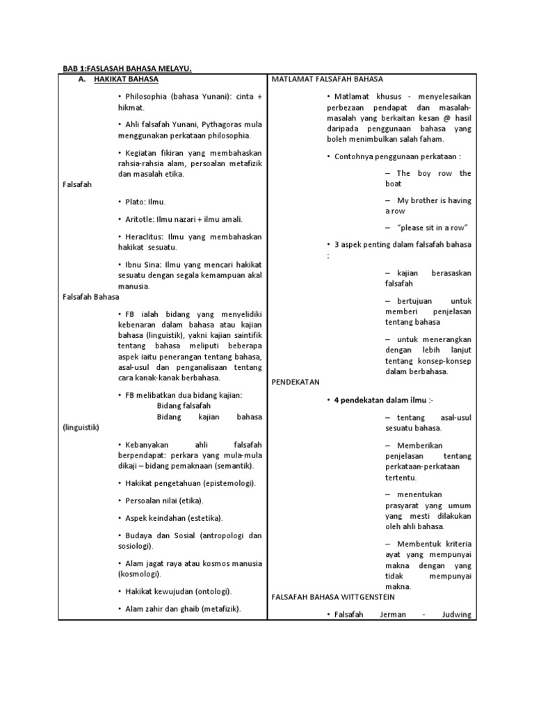 Nota PDK Sej Pkembangan BM | PDF | Seni & Disiplin Bahasa
