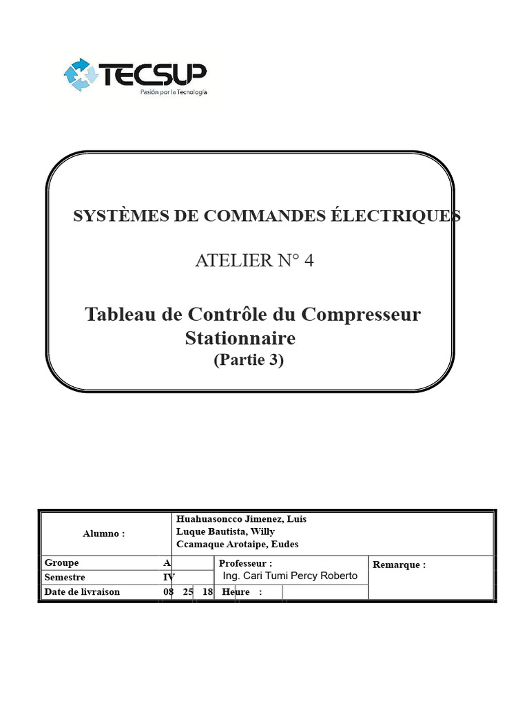 Tableau de contrôle compresseur stationnaire | PDF | Atmosphère de la ...