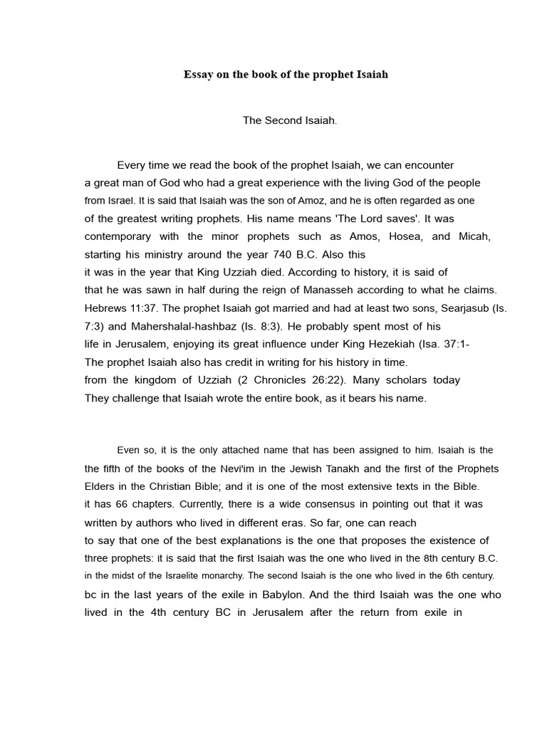 Essay on the Book of the Prophet Isaiah | PDF | Isaiah | Book Of Isaiah