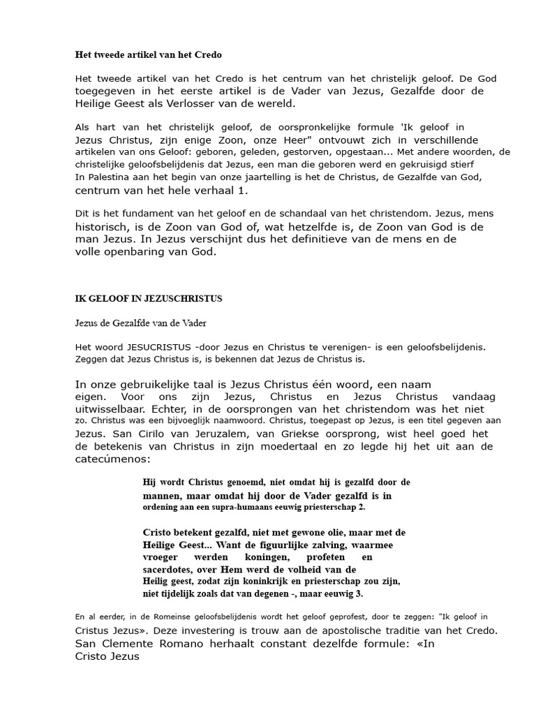 Het Tweede Artikel Van Het Credo | PDF