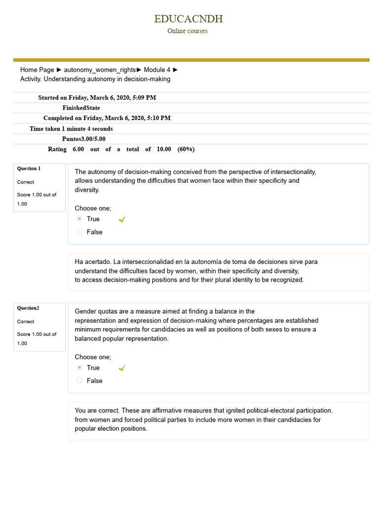Activity. Understanding Autonomy in Decision Making | PDF | Gender ...