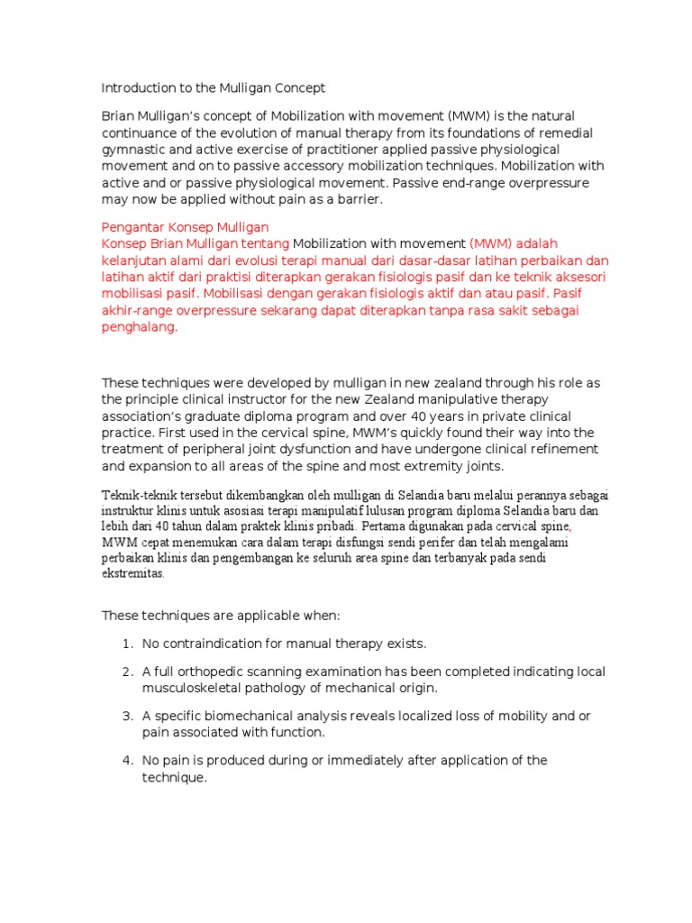 Introduction To The Mulligan Concept | PDF | Manual Therapy | Medicine