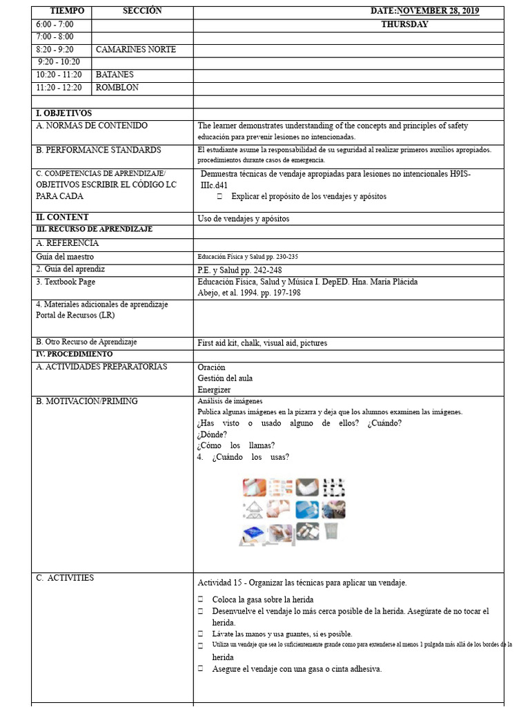 Plan de Lección para Salud 3º | PDF | Cognición | Aprendizaje