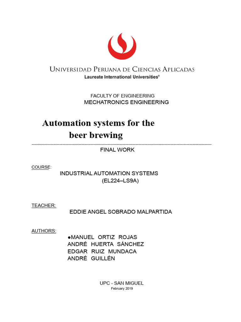 Automation in Beer Brewing Process | PDF | Brewing | Beer