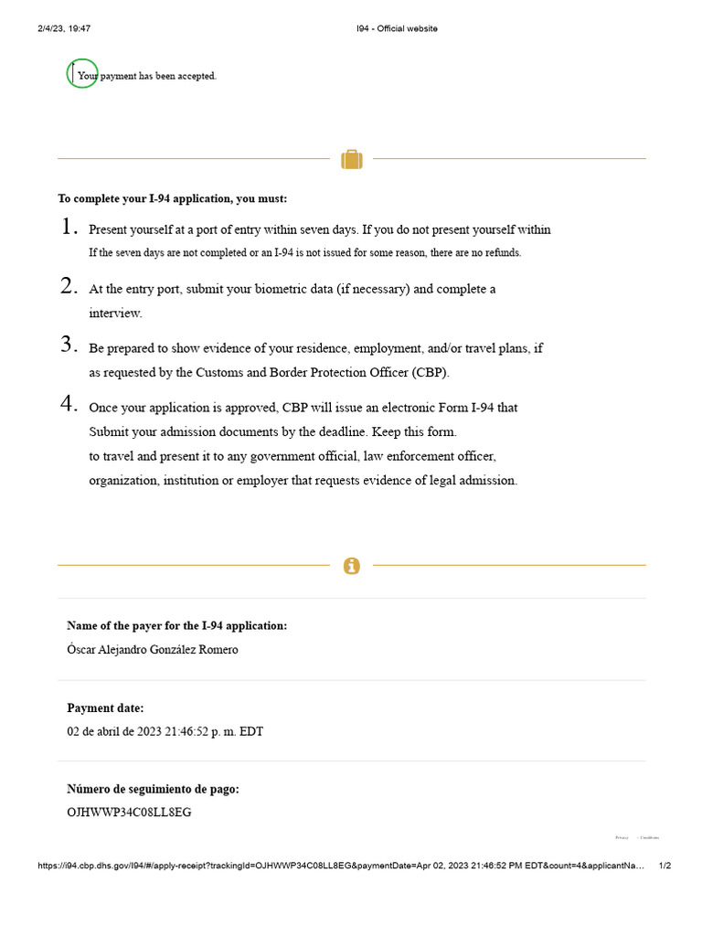 Payment Receipt For Permits | PDF