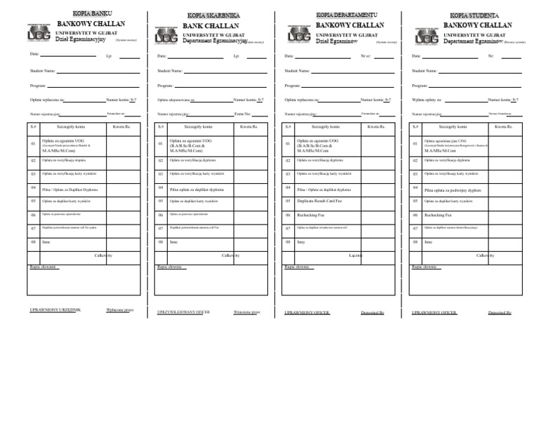 Challan UOG Roczny System 1.1209 | PDF