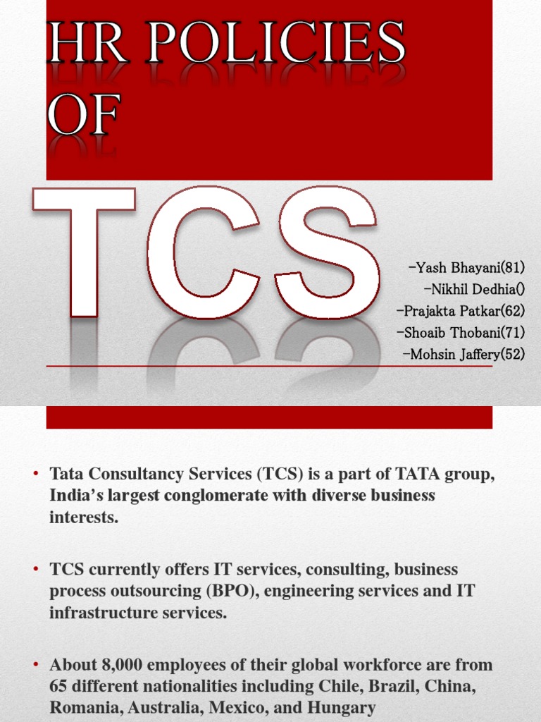 Hr Policies of Tcs Ppt | Performance Appraisal | Employment