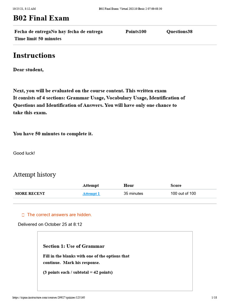 B02 Final Exam - Virtual 202110 Basic 2 07 - 00-08 - 30 | PDF