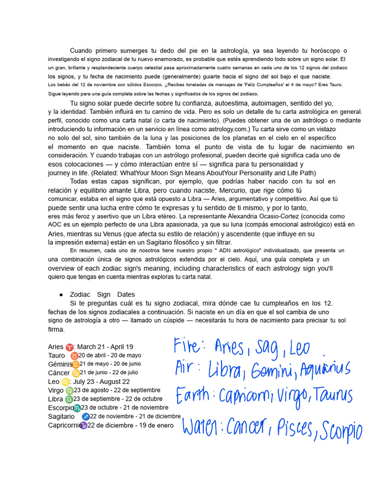 La Guía Completa de Los Signos Del Zodiaco y Sus Significados | PDF ...