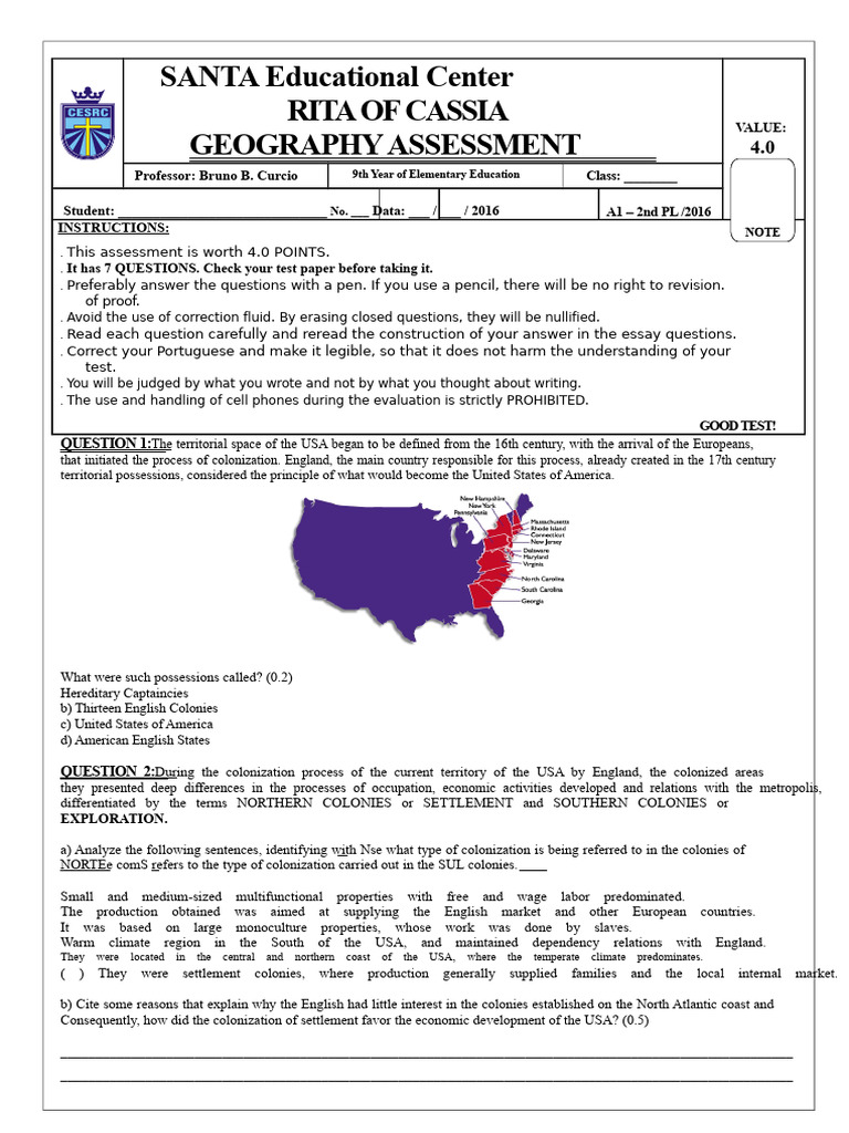 9th Grade Assessment - USA | PDF | The United States | International ...