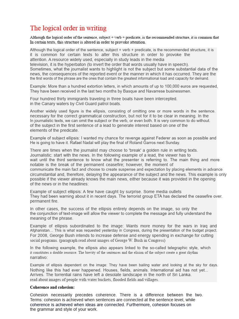Writing with Logical Order and Connectors | PDF | Subject (Grammar ...