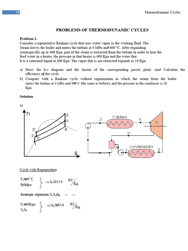 Thermodynamic Cycle Problem Solutions | PDF | Steam | Thermodynamics