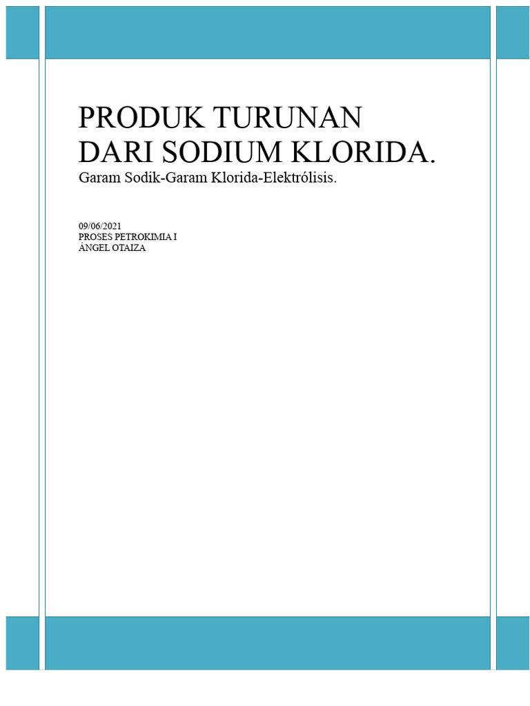 Produk Turunan Sodium Klorida dan Aplikasinya | PDF
