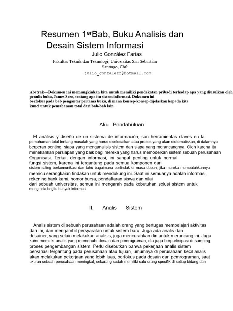 Ringkasan Bab 1, Buku Analisis Dan Desain Sistem Informasi | PDF