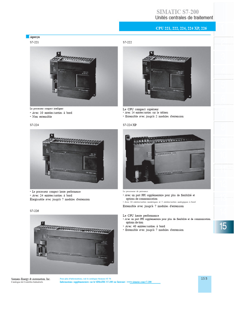 Processeurs SIMATIC S7-200 : Guide Complet | PDF | Entrée/Sortie ...