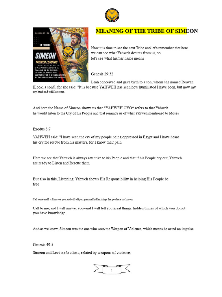 Meaning of The Tribe of Simeon | PDF | Anger | Book Of Exodus
