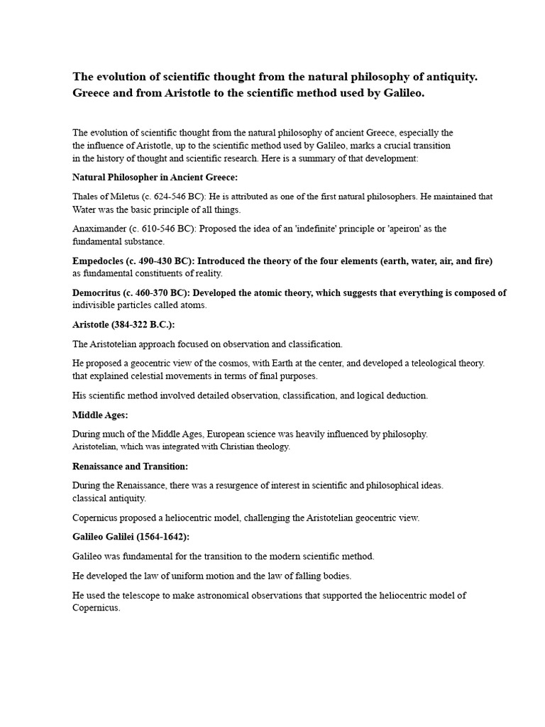 The Evolution of Scientific Thought from the Natural Philosophy of ...
