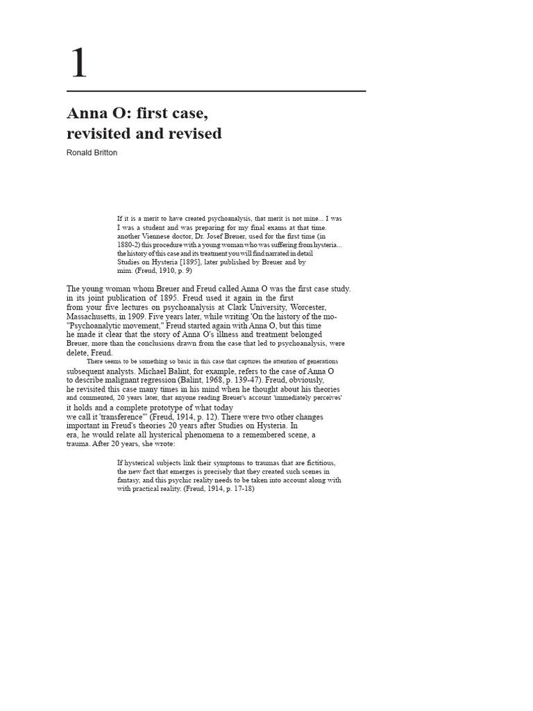 Case Anna O | PDF | Sigmund Freud | Psychoanalysis