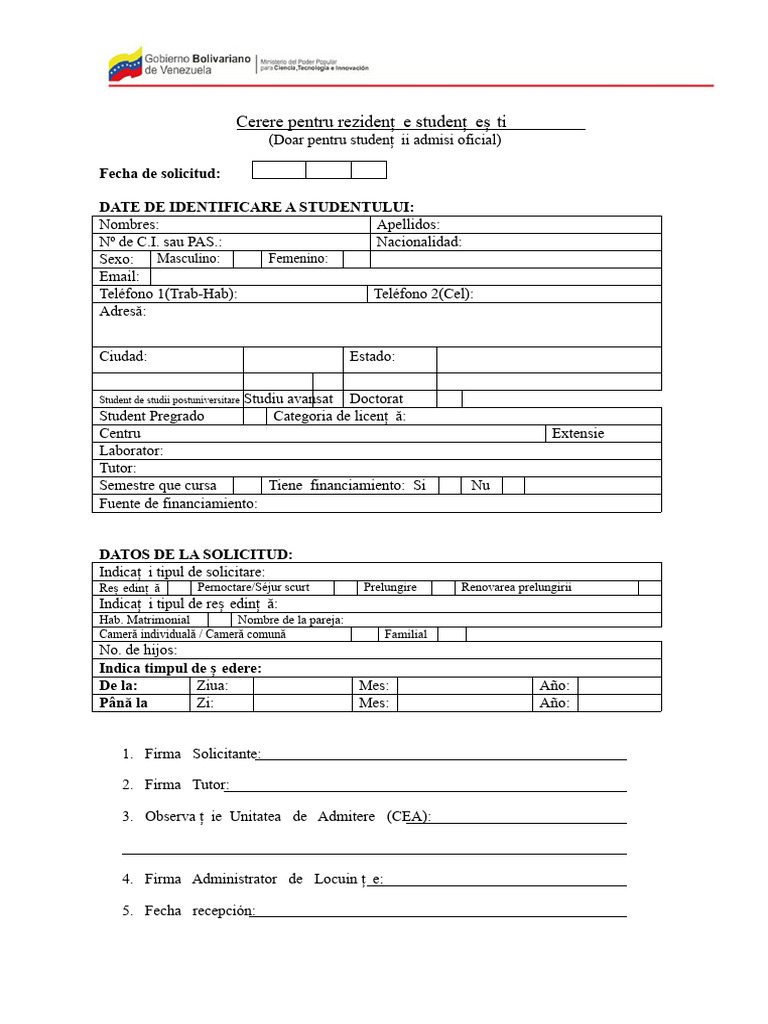 Formular de Solicitare A Locuinței | PDF