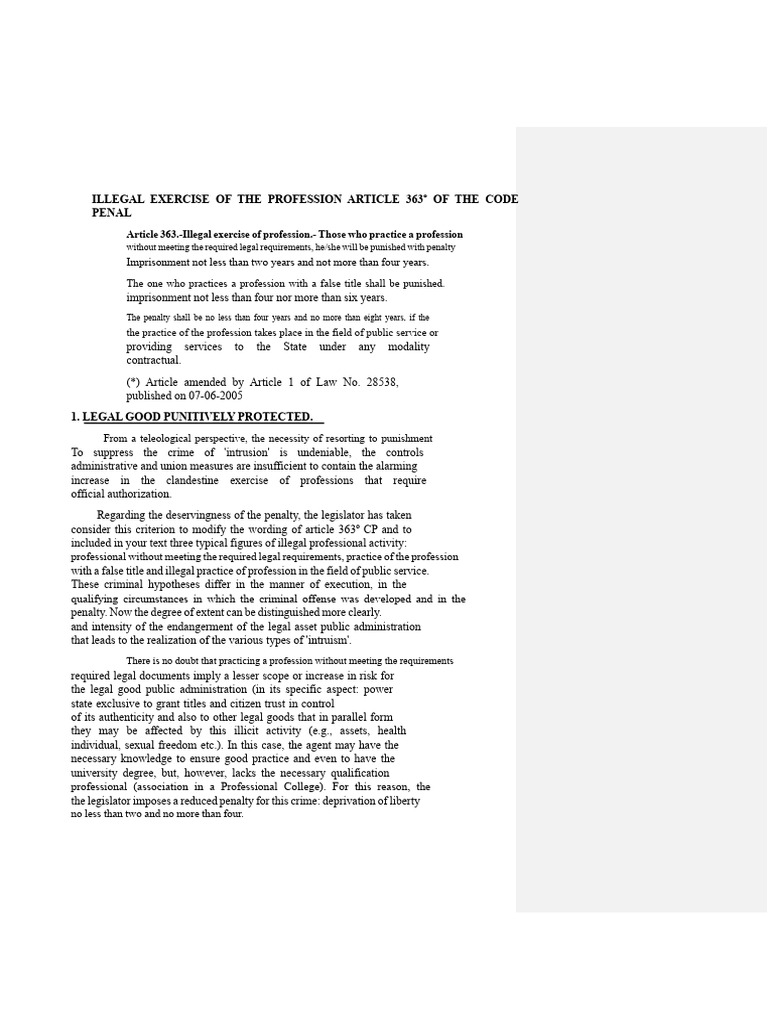 Crime Committed by Individuals - Illegal Exercise of the Profession ...