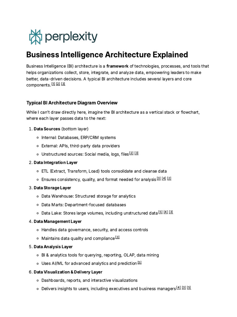 Business Intelligence Architecture Overview | PDF | Business ...